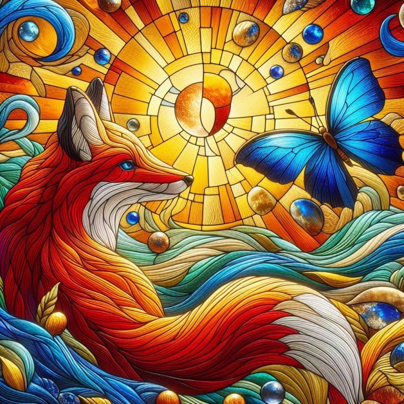 Fox & Butterfly Stained Glass 1 - Nikki Stitches